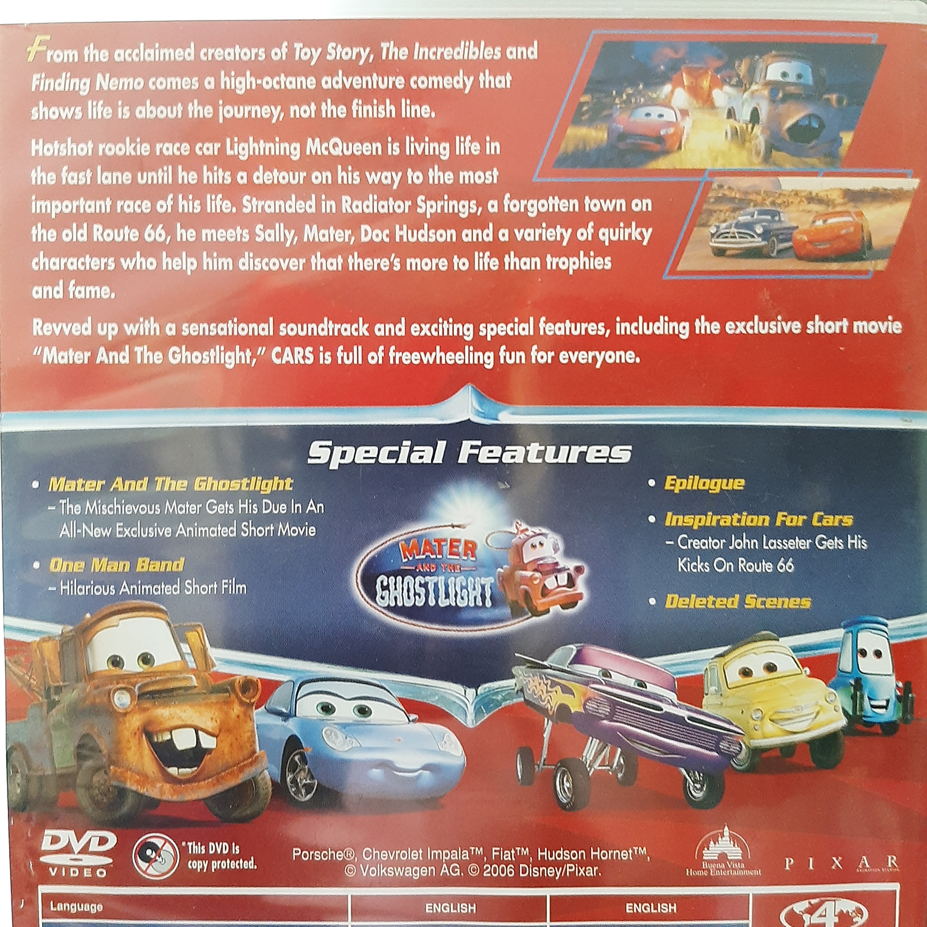 Disney Pixar Cars Dvd 2006 Full Frame