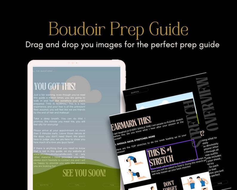 Solo Boudoir Prep Guide Template – Canva Editable Client Welcome Guide for Photographers | Drag ...