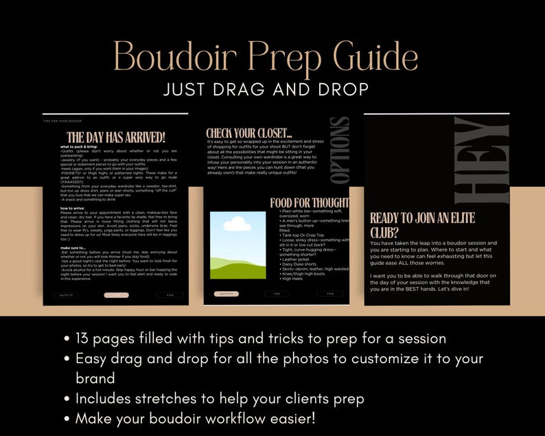 Boudoir Prep Guide Template: Canvas Editable Photographer Client ...