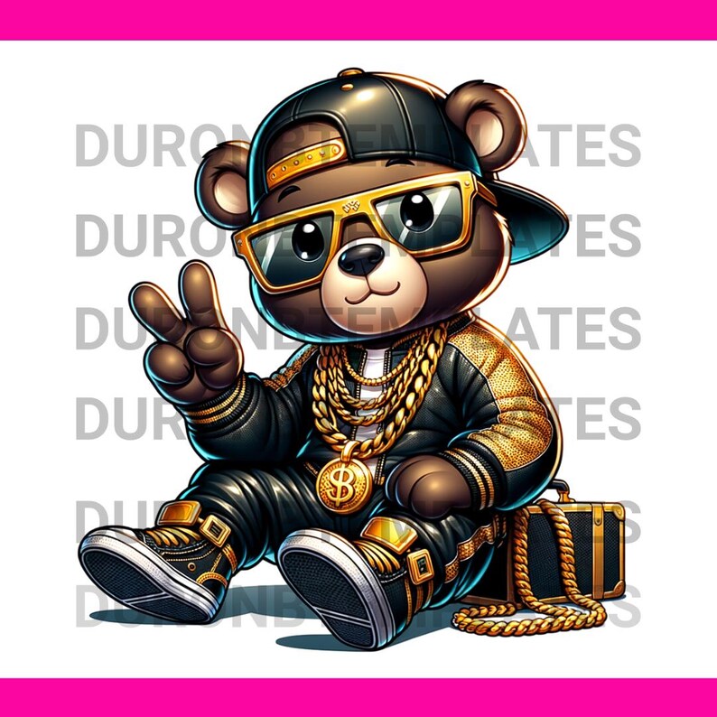 Hip Hop Bear Png Svg, Shirt Design, Funny Streetwear Apparel, Black ...