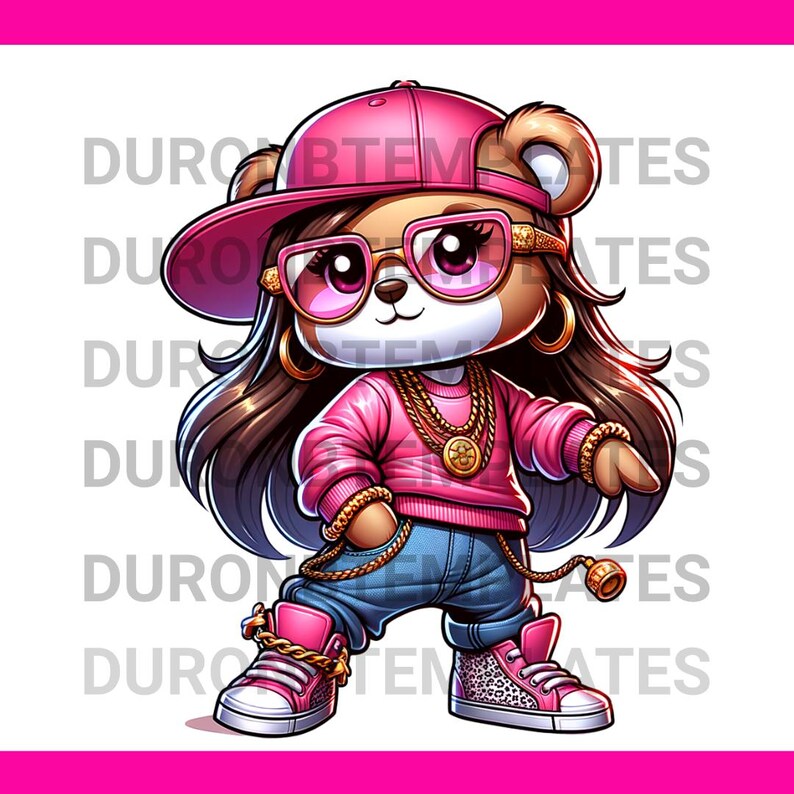 Hip Hop Bear Png Svg, Shirt Design, Funny Streetwear Apparel, Black ...