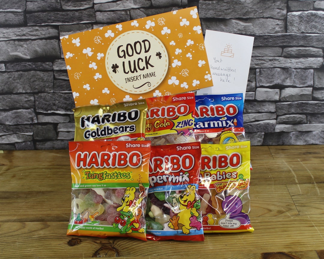 Personalised Good Luck Large Haribo Assortment Sweet Hamper - Etsy