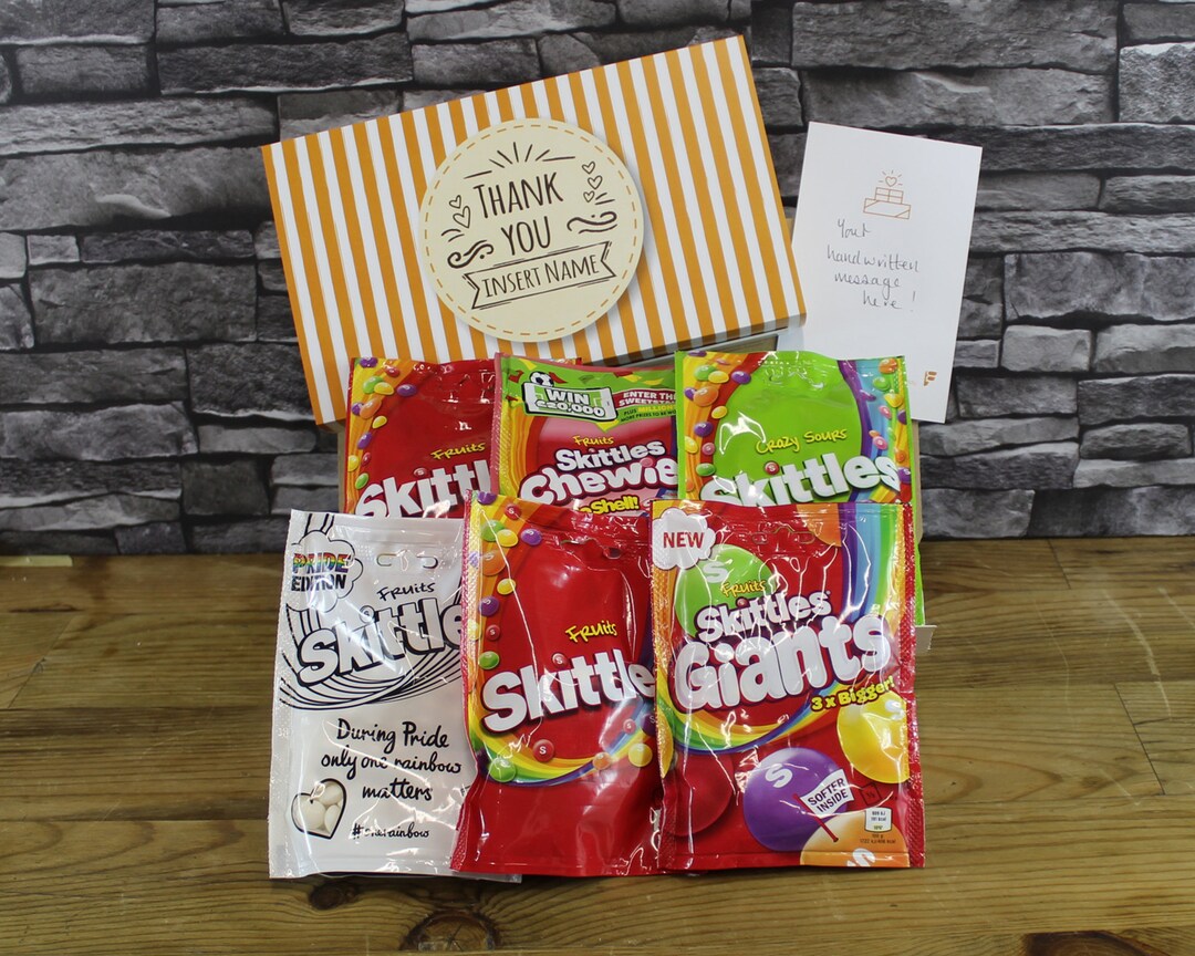 Personalised Thank You Large Skittles Assortment Sweet Hamper - Etsy