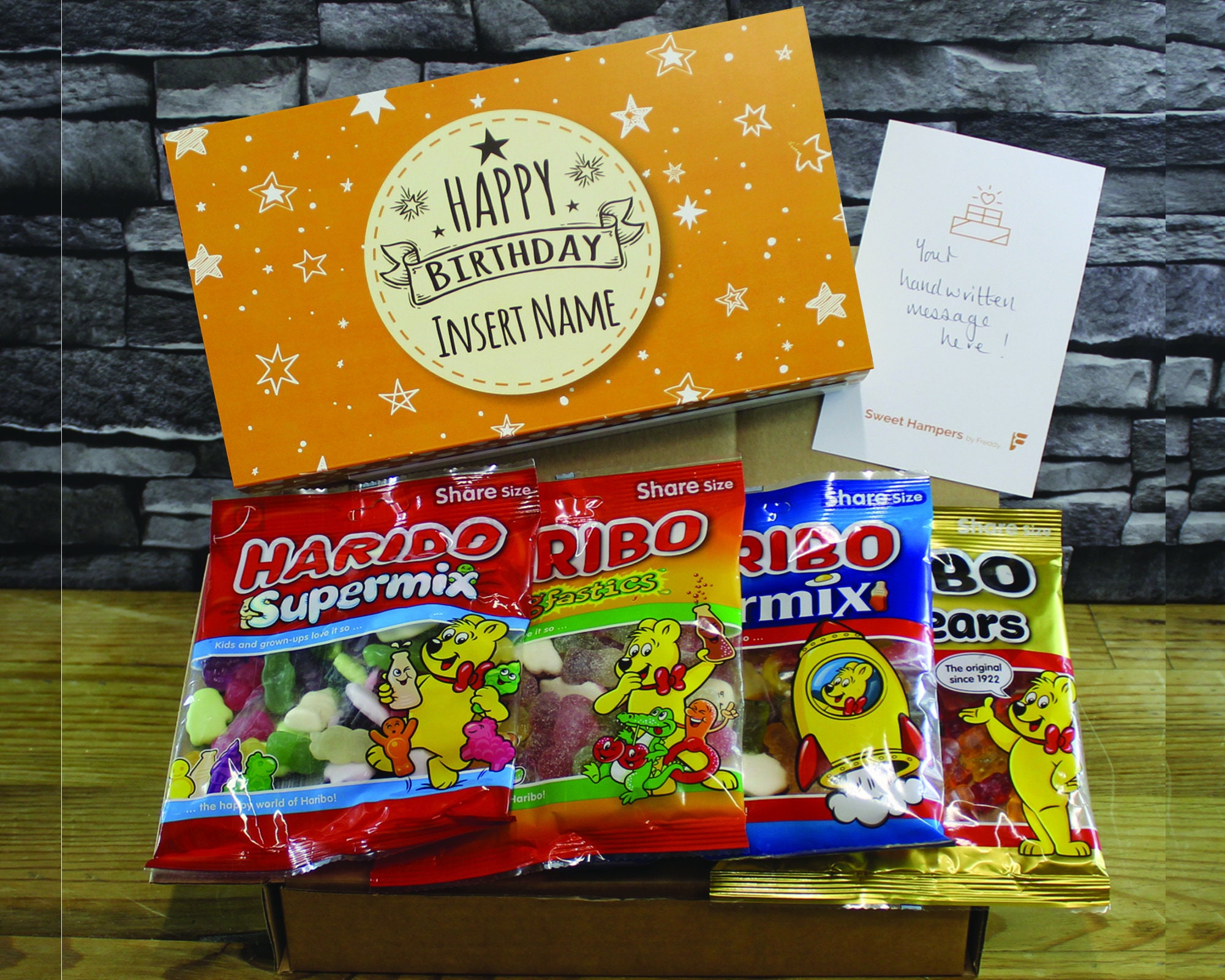 Personalised Happy Birthday, Haribo Assortment Sweet Hamper Gift - Etsy