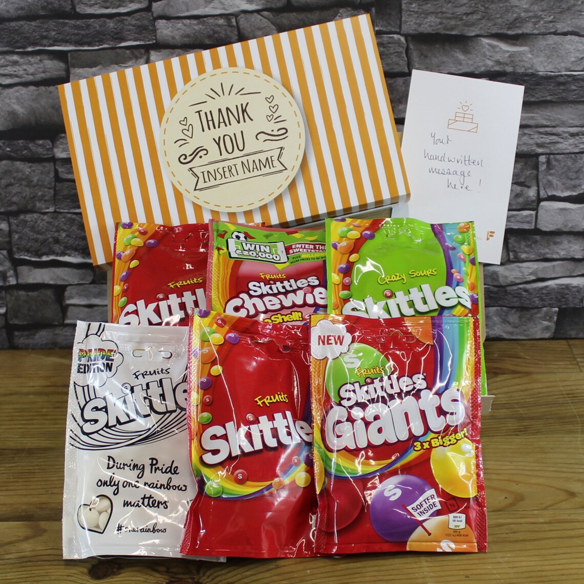 Personalised Thank You Large Skittles Assortment Sweet Hamper - Etsy