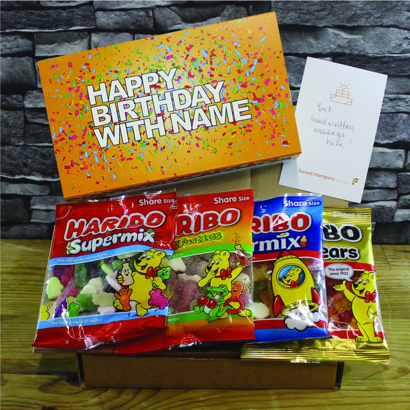Personalised Happy Birthday, Haribo Assortment Sweet Hamper Gift - Etsy