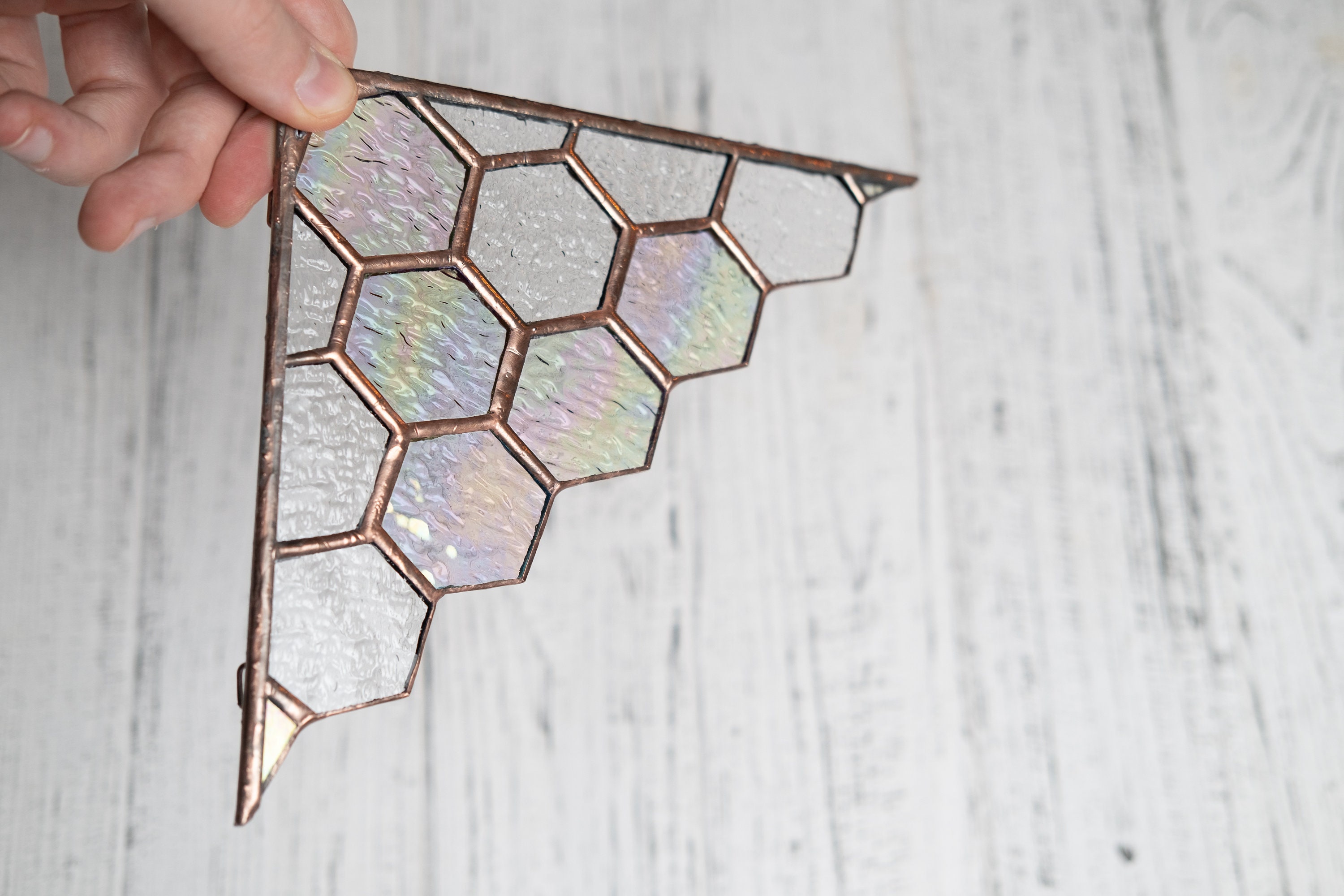 Honeycomb Stained Glass Corner Stained Glass Honeycomb - Etsy Canada