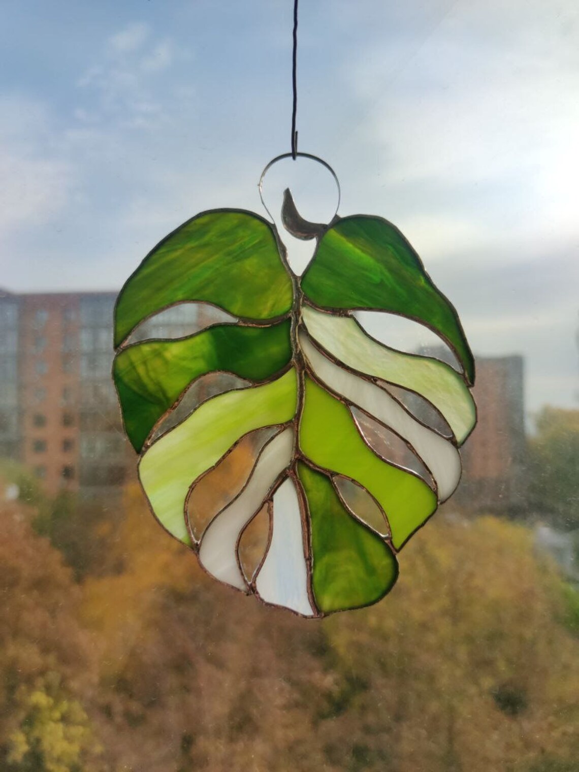 Monstera Leaf Stained Glass Suncatcher Window | Etsy