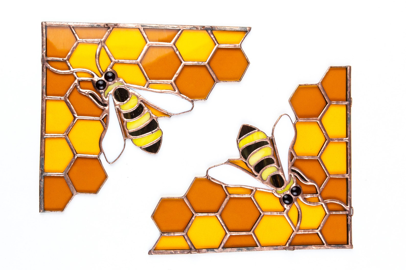 Honeycomb Stained Glass Corner Suncatcher: Bee Window Decor - Etsy