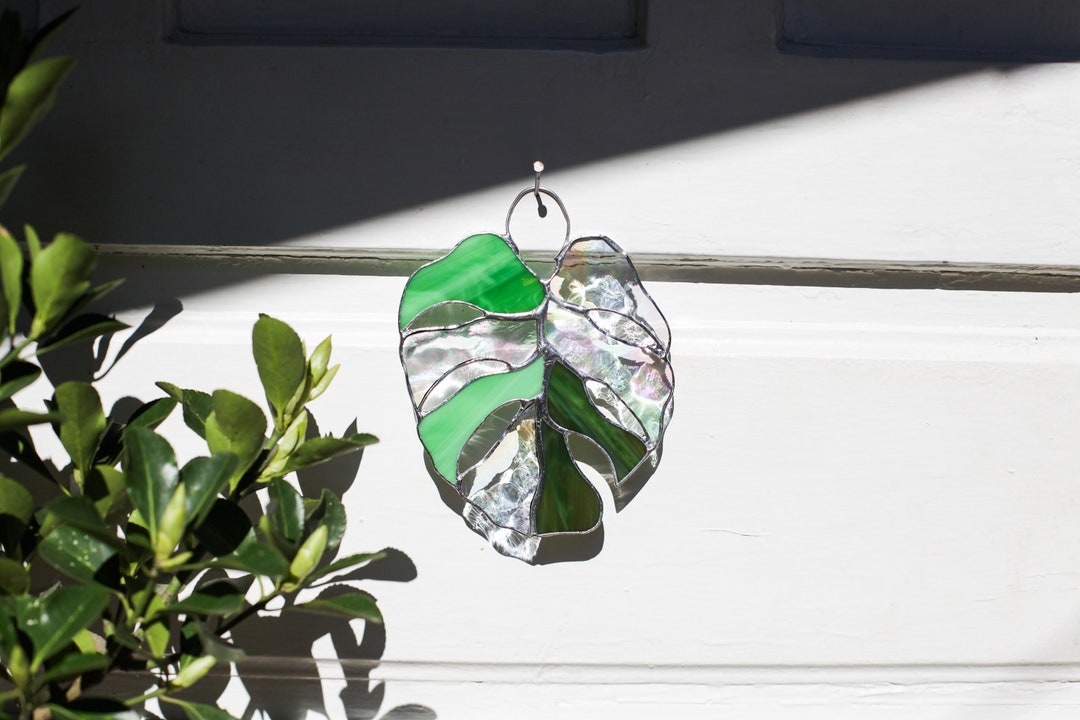 Stained Glass Monstera Leaf, Monstera Suncatcher, Variegated Monstera ...