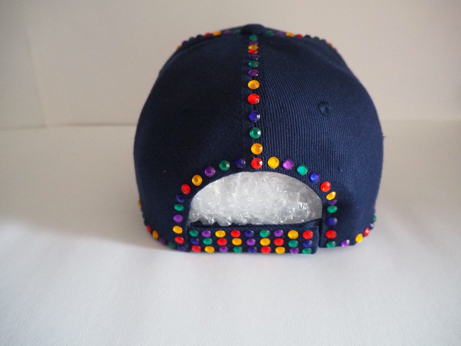 Royal Blue, Multicoloured Rhinestone Embellished Baseball Cap With Yin ...