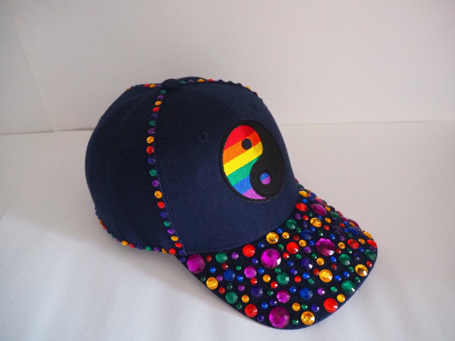 Royal Blue Multicoloured Rhinestone Embellished Baseball Cap - Etsy