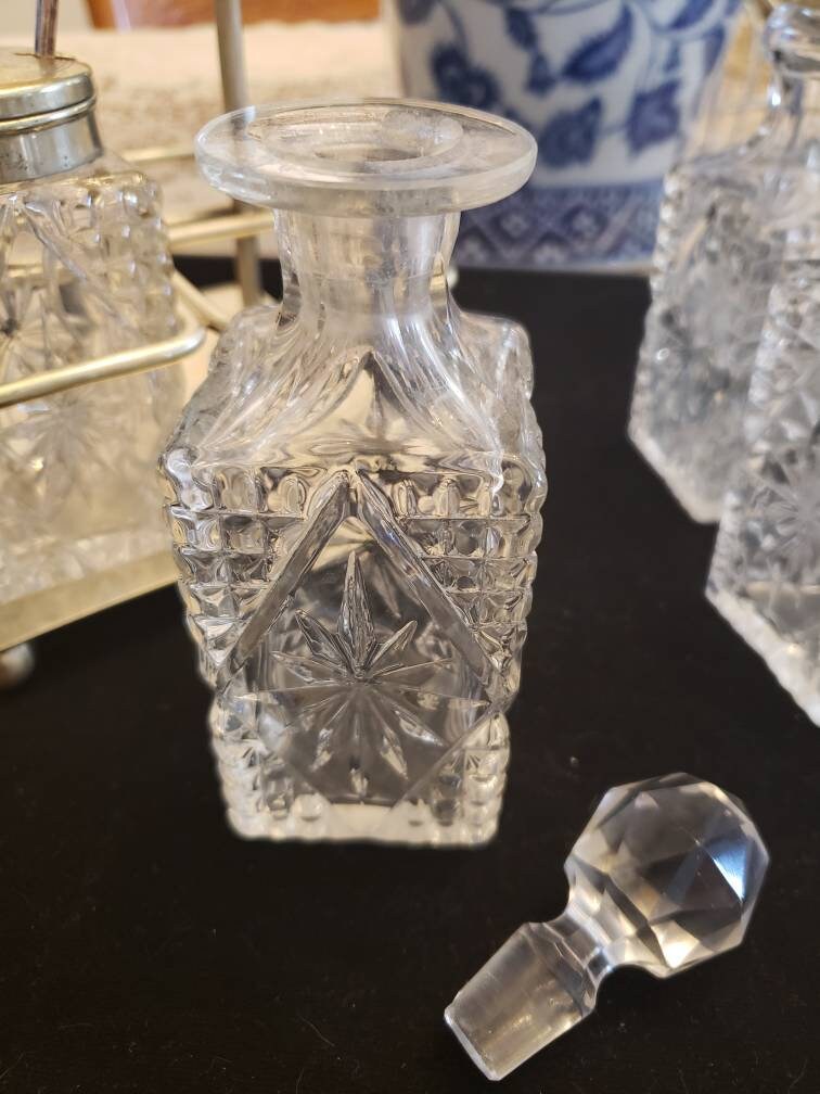 Silver Plated EPNS Rogers Cut Glass Cruet Condiment Set & Caddy in ...