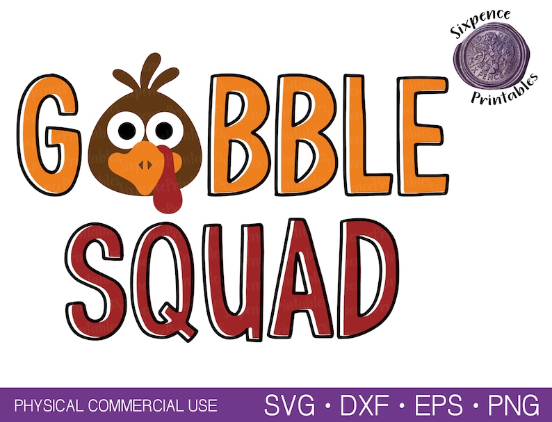 GOBBLE SQUAD SVG Turkey Face Svg Turkey Clipart Thanksgiving - Etsy