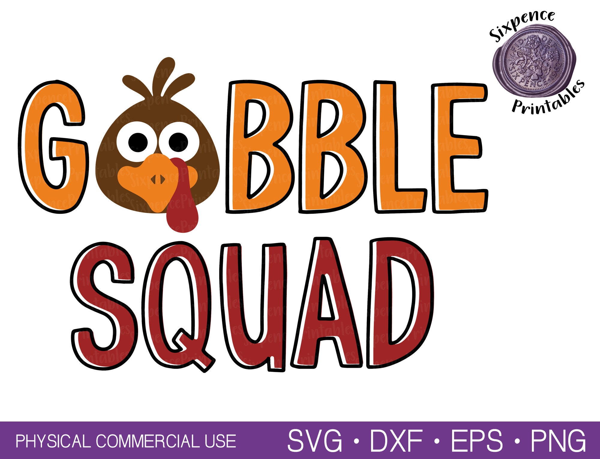 GOBBLE SQUAD SVG Turkey Face Svg Turkey Clipart Thanksgiving - Etsy