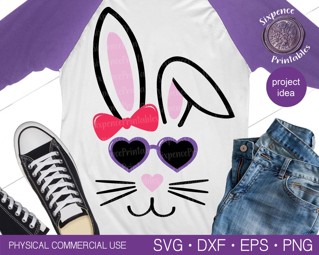 EASTER BUNNY FACE Svg Bunny With Glasses Svg Easter Svg Files Easter ...