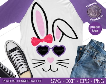 Bunny With Heart Sunglasses Svg Easter Bunny Svg Bunny Face - Etsy