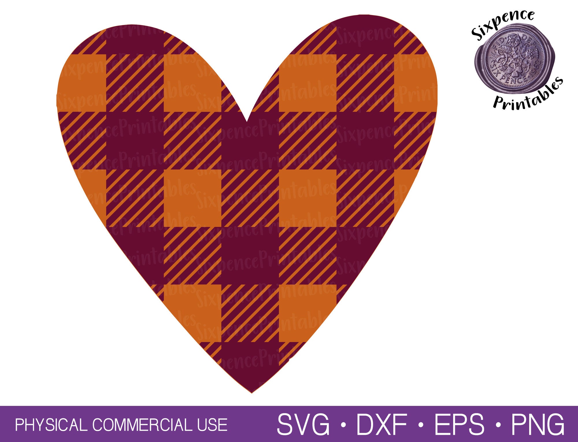 BUFFALO PLAID HEART Svg Heart Clipart Love Svg Plaid Heart Svg | Etsy