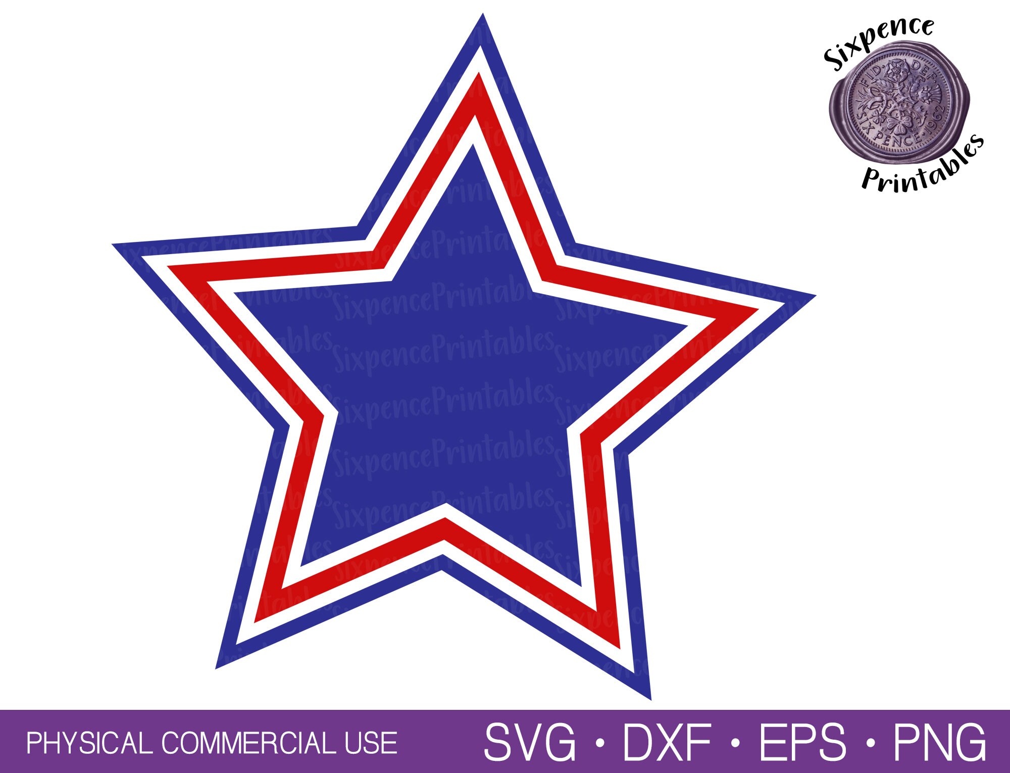 PATRIOTIC STAR SVG Patriotic Svg Red White and Blue Svg 4th of - Etsy