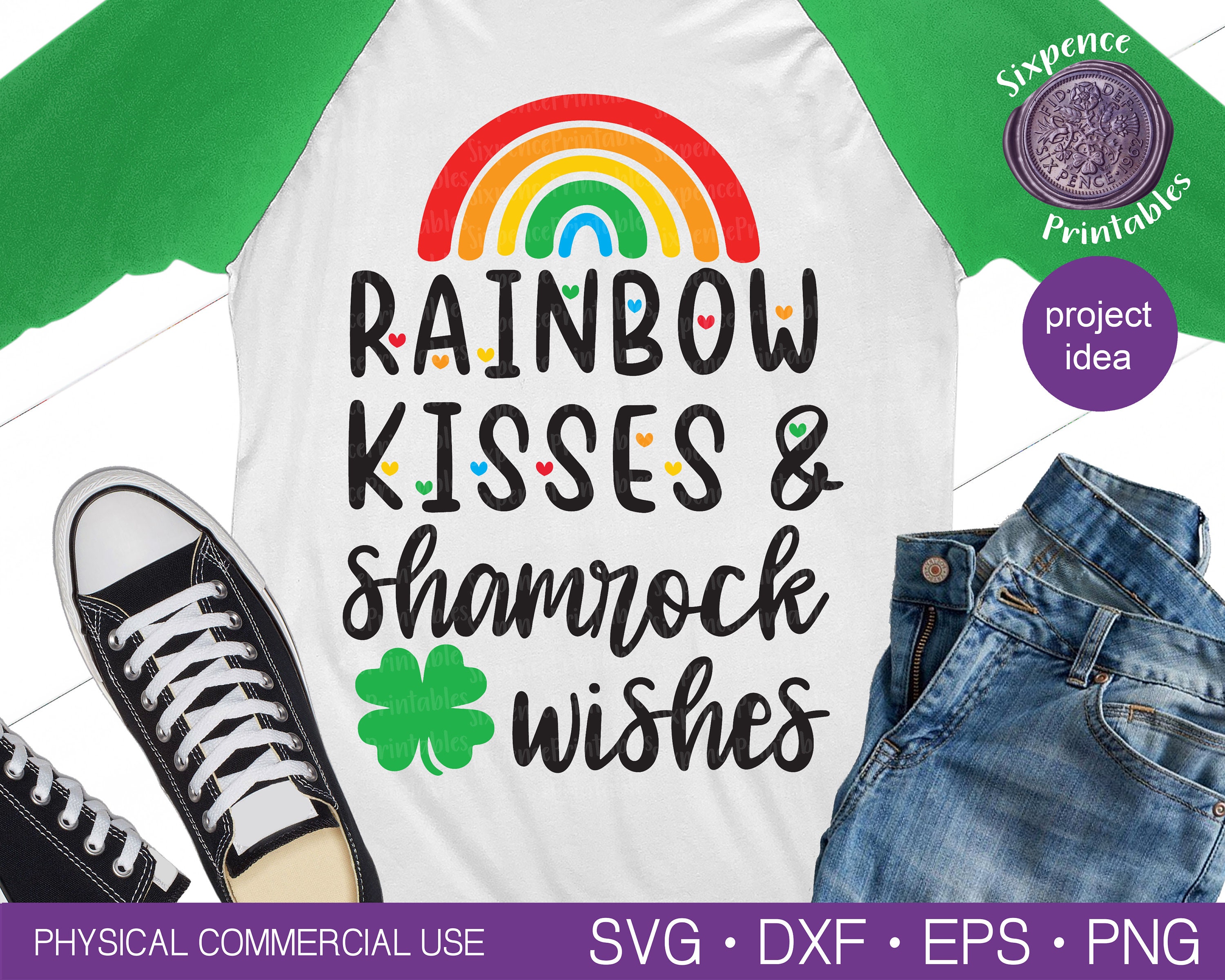 RAINBOW KISSES & SHAMROCK Wishes Svg Shamrock Svg St Patricks - Etsy