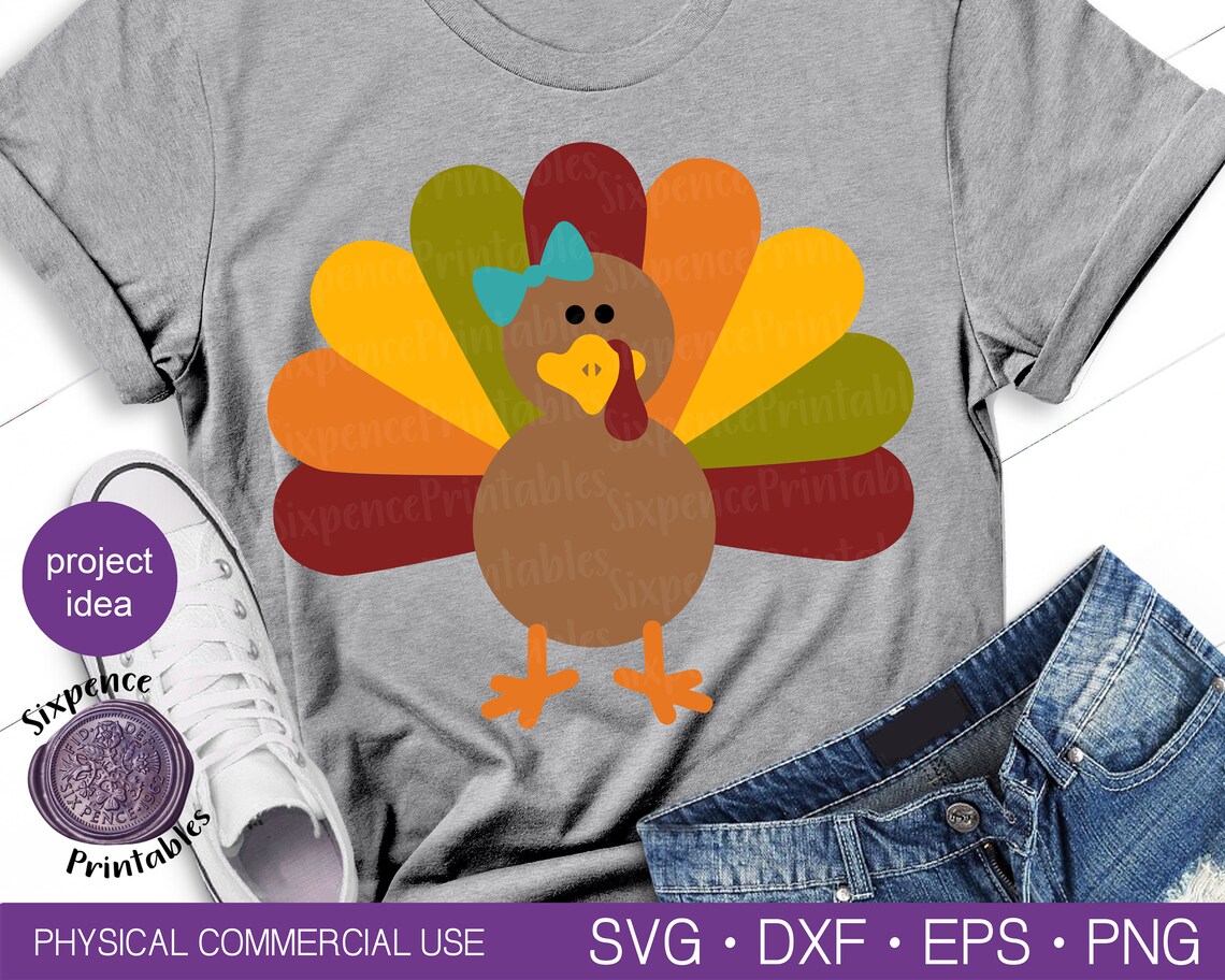 THANKSGIVING CLIPART Girl Turkey Svg Little Turkey Svg - Etsy