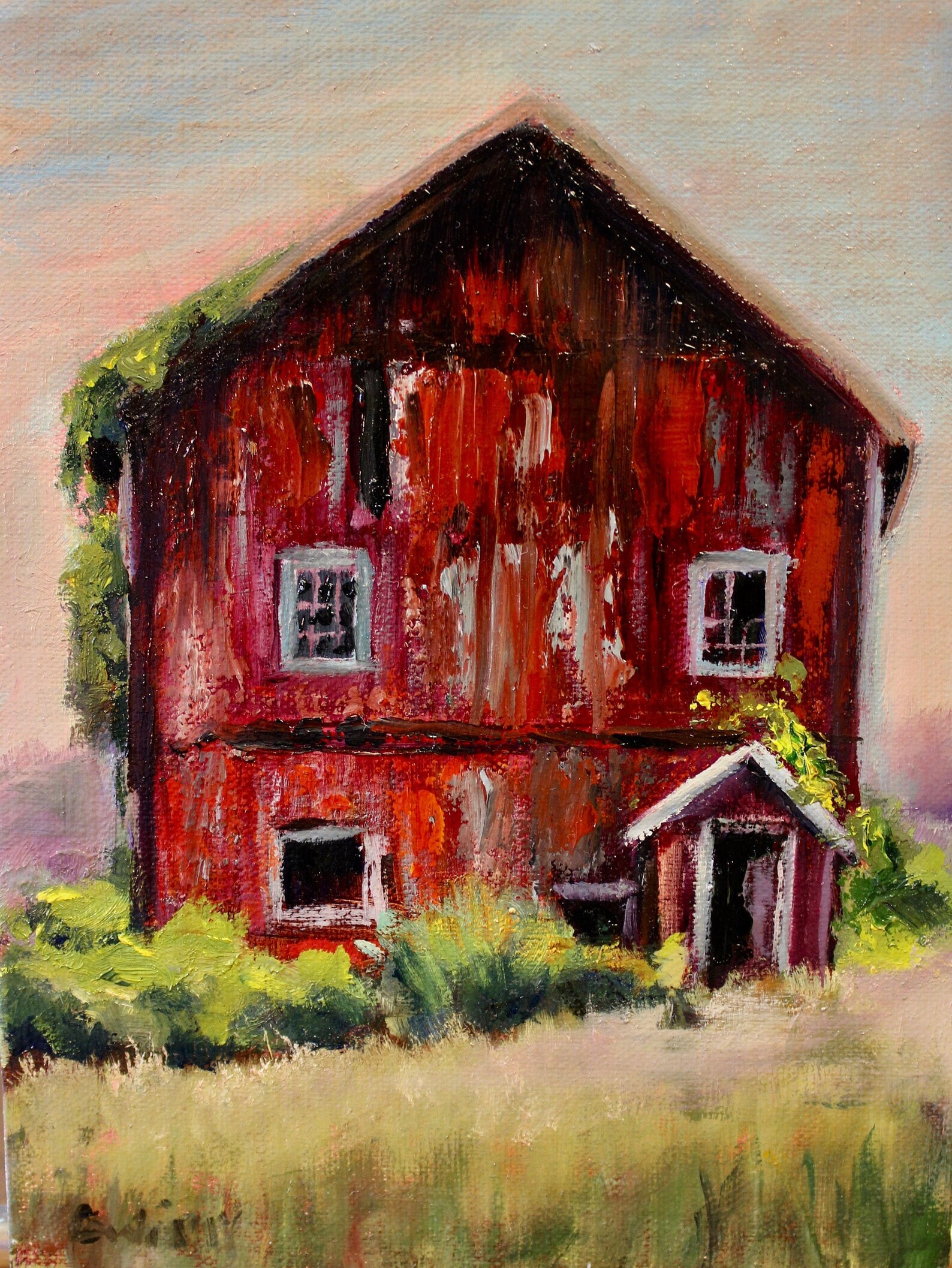 Old Painted Barn. Original oil painting | Etsy