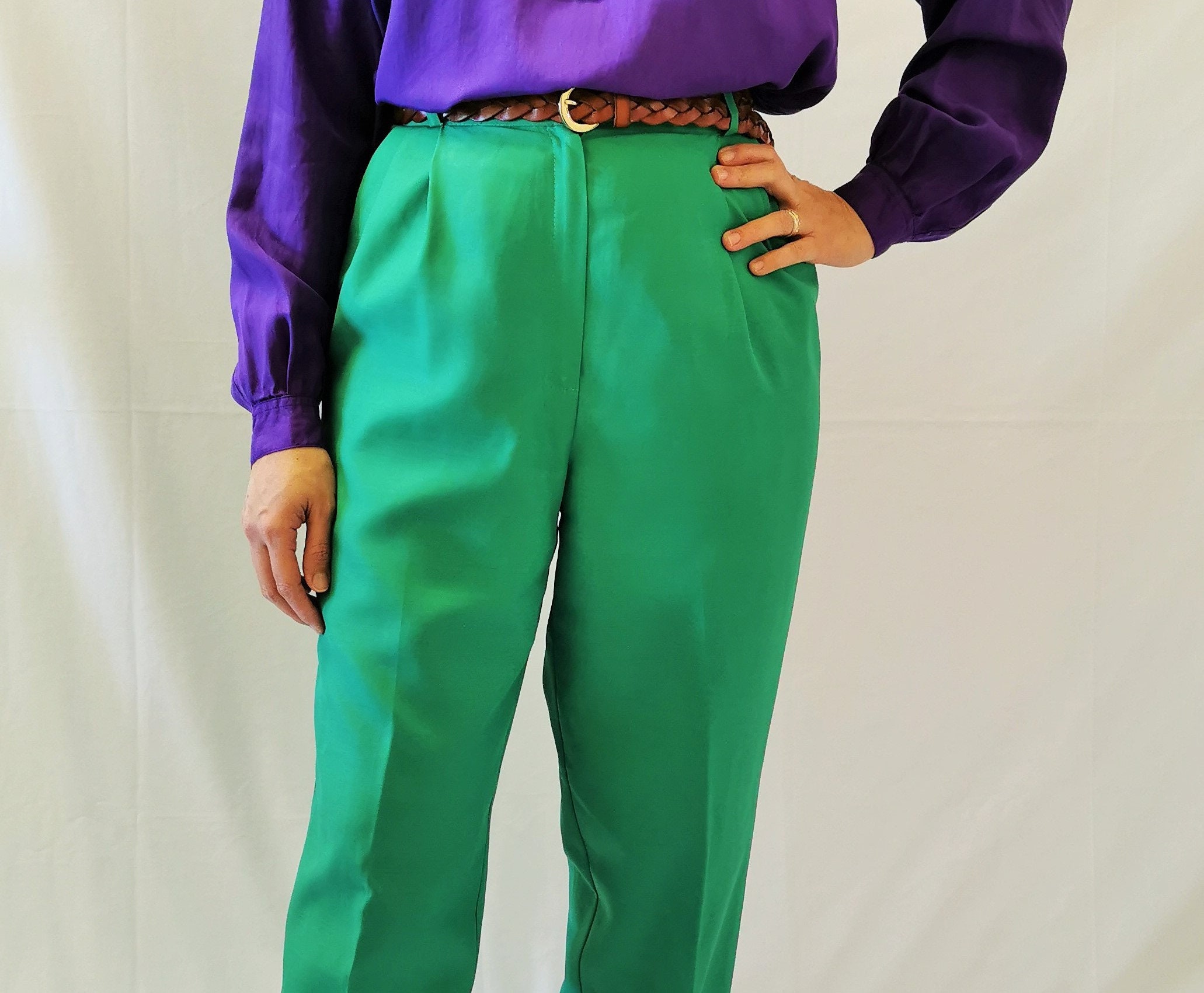 1980s St Michael Pleated Front Green Pants Vintage Pants UK - Etsy UK