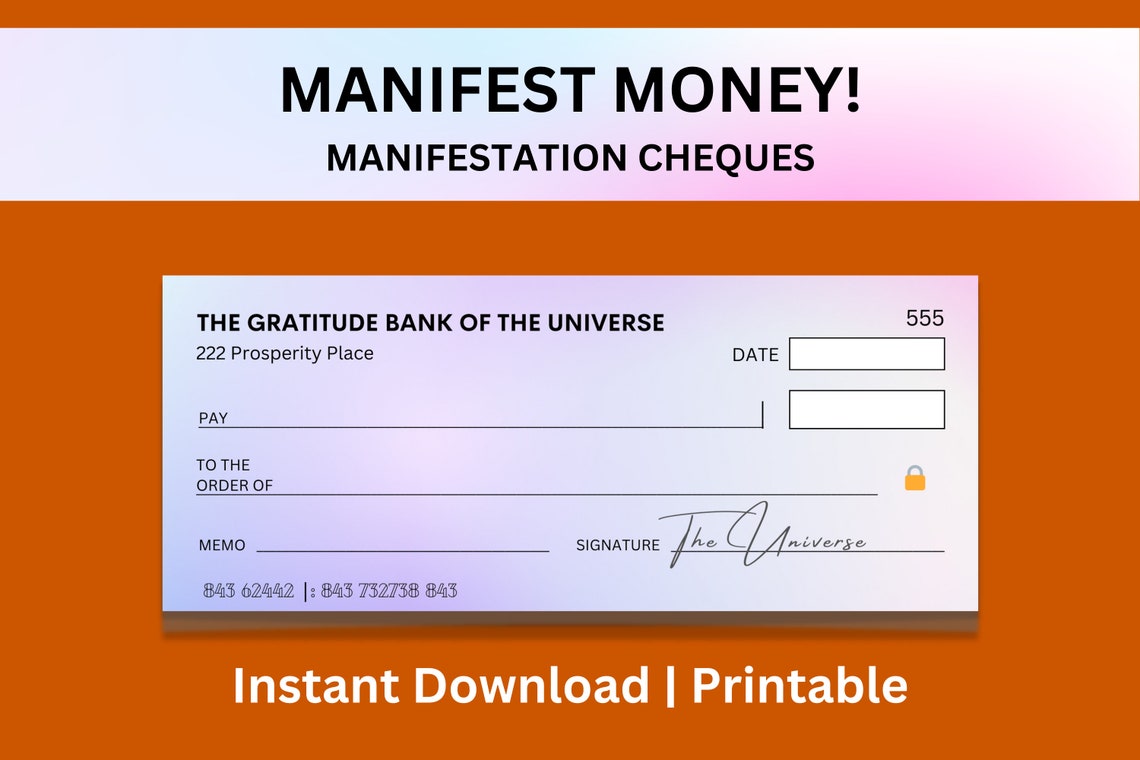 Printable Manifestation Cheque: Magic Check, Instant Download, the ...