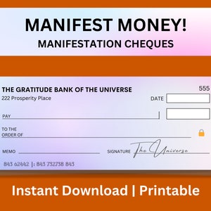Buy Printable Manifestation Cheque: Magic Check, Instant Download, the ...