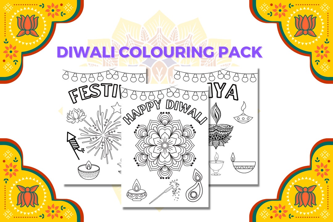 Diwali Colouring Pages 5 Colouring Pages for Kids Printable - Etsy Canada