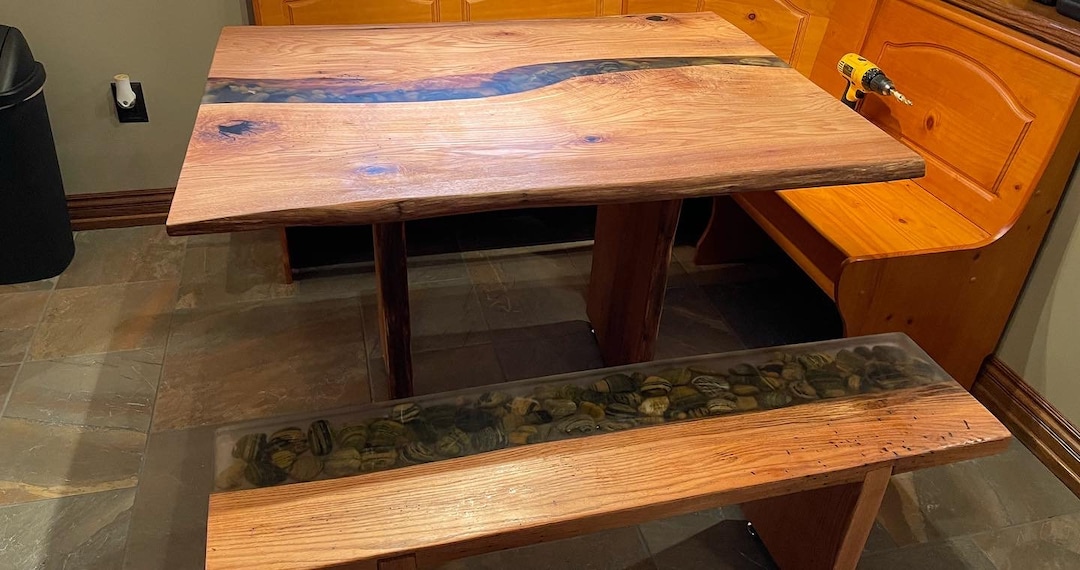 CUSTOM Live Edge Epoxy River Table; Live Edge Epoxy River Coffee Table ...