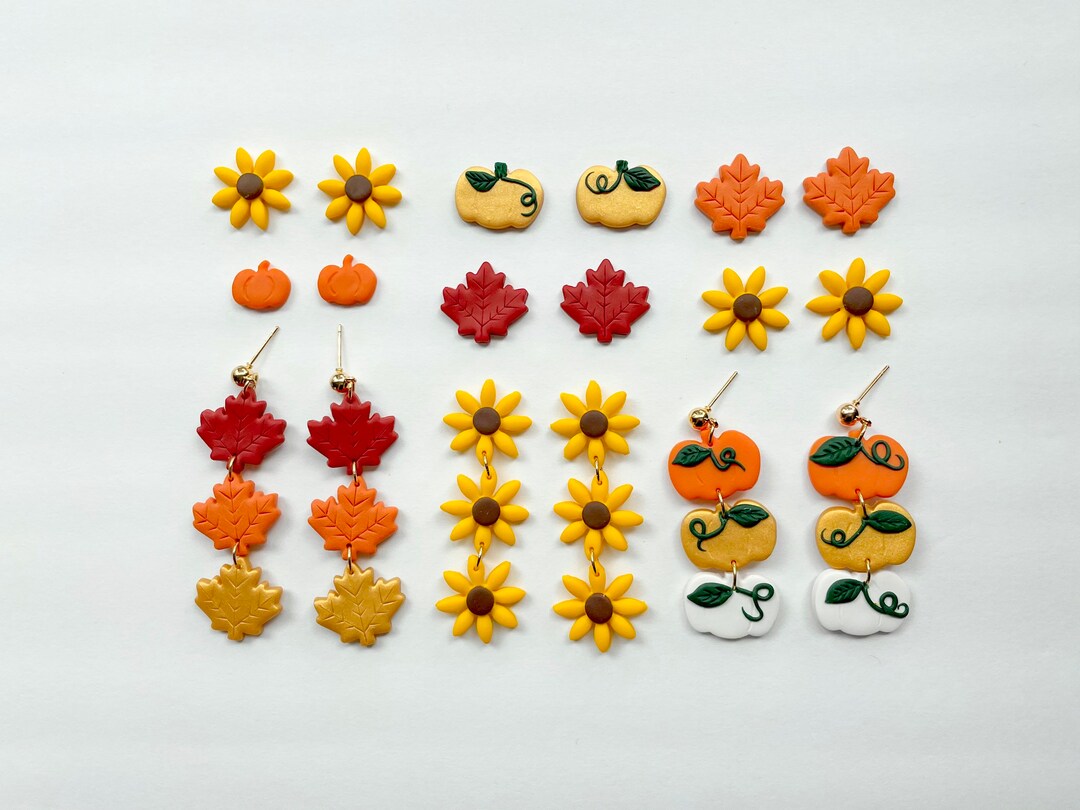 Fall Polymer Clay Earrings Pumpkin Clay Earrings Sunflower Clay ...