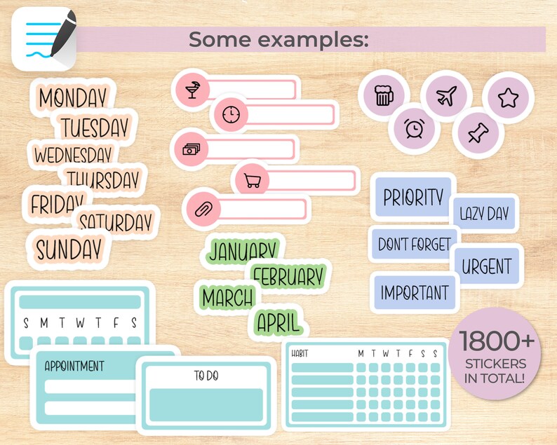 Goodnotes Stickers, Digital Sticker Pack With 1800+ Pastel Stickers ...