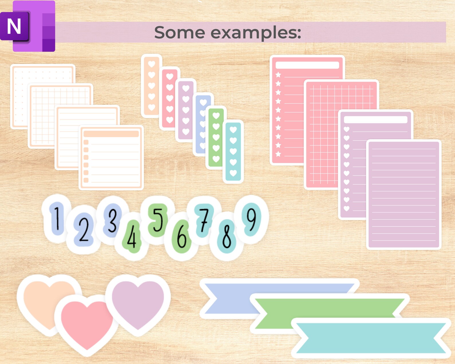 Pegatinas OneNote, paquete de pegatinas PNG transparentes, pegatinas ...