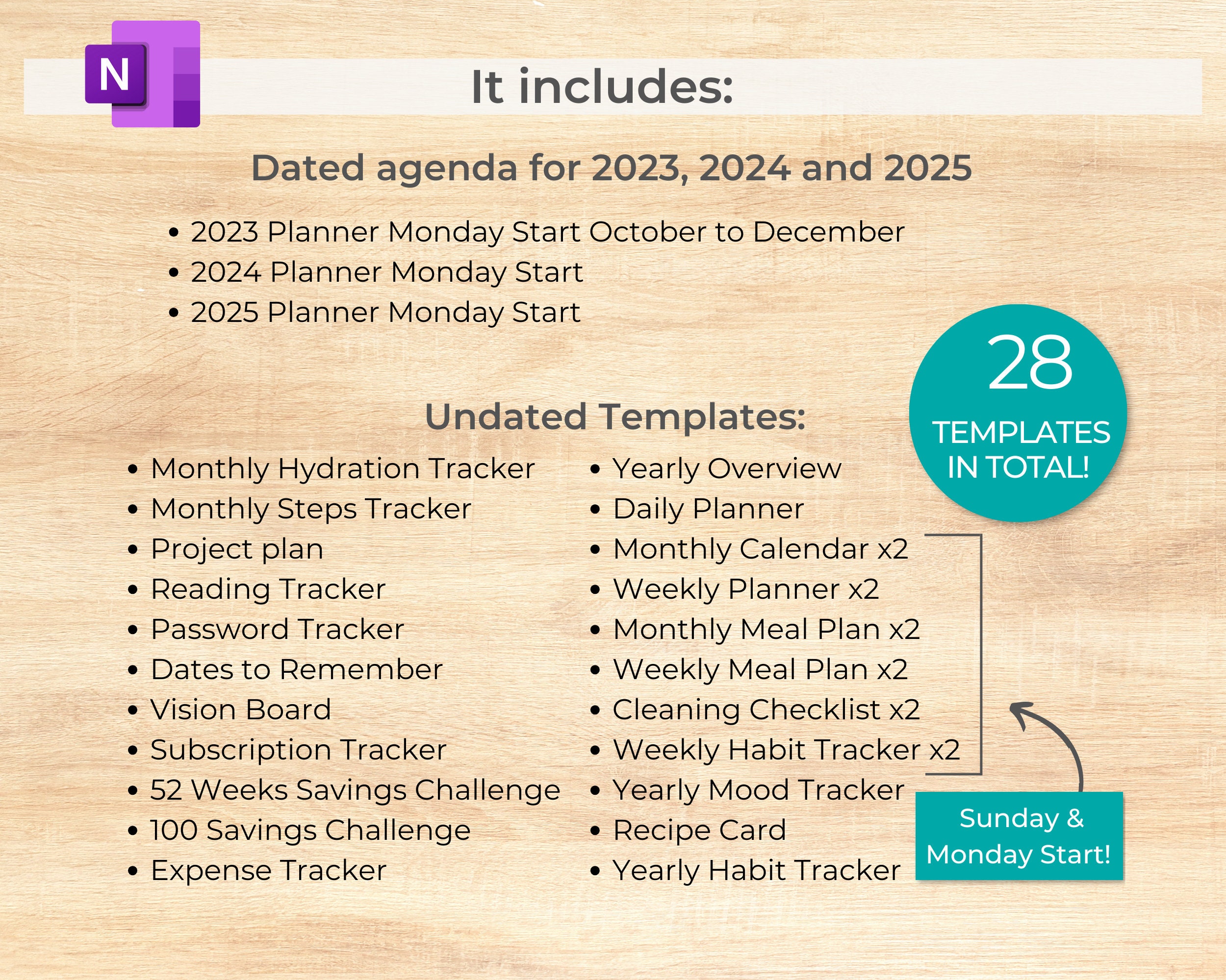 Onenote Planner 2023/2024/2025 Digital Planner One Note - Etsy Canada