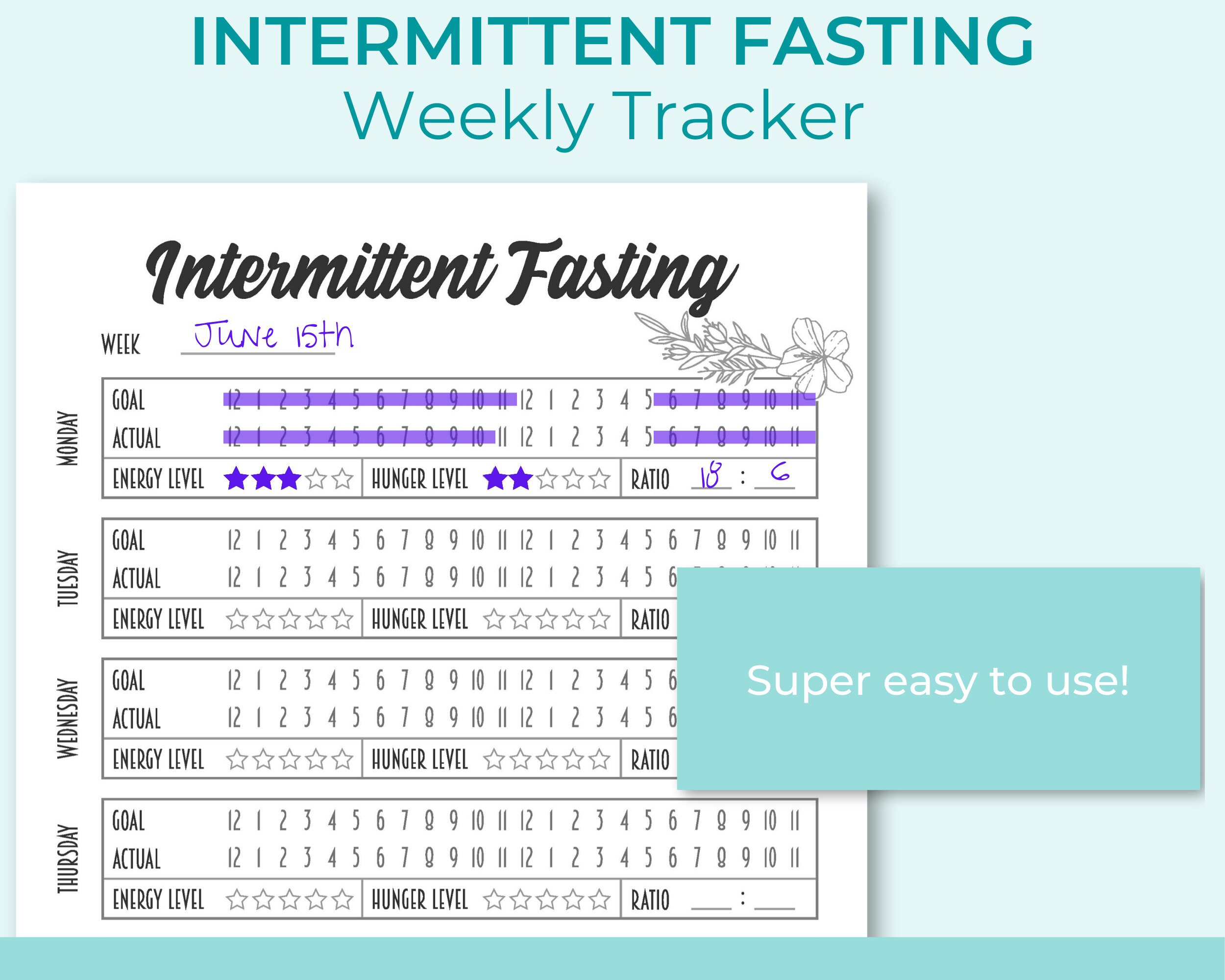 Intermittent Fasting, Fasting Tracker, Weight Loss Planner, Fasting ...