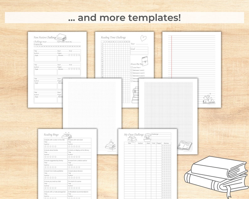 Reading Journal Printable PDF, Reading Planner, Book Review Template ...