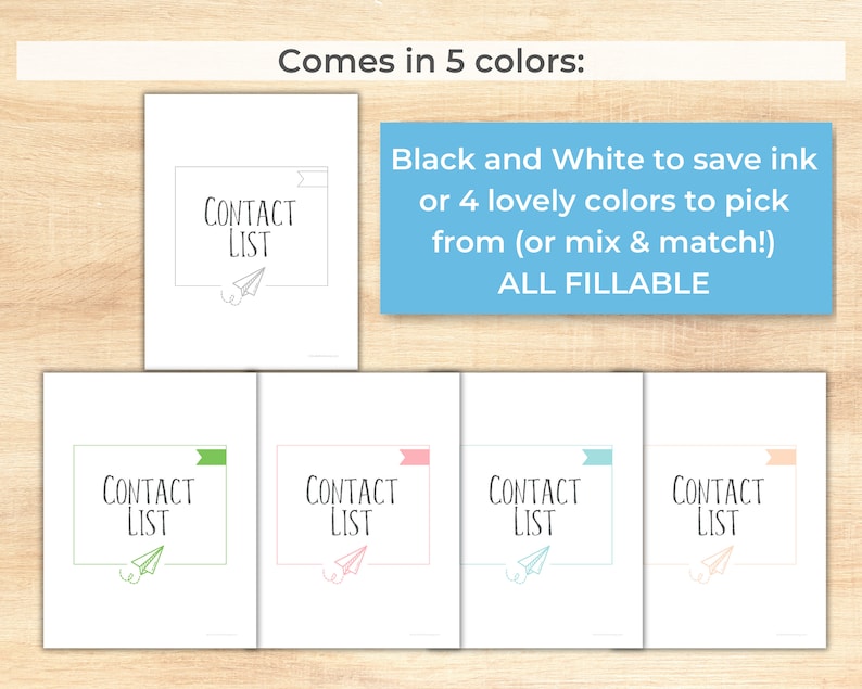 Contact List, Address Book for Emergency Contacts, Digital and ...