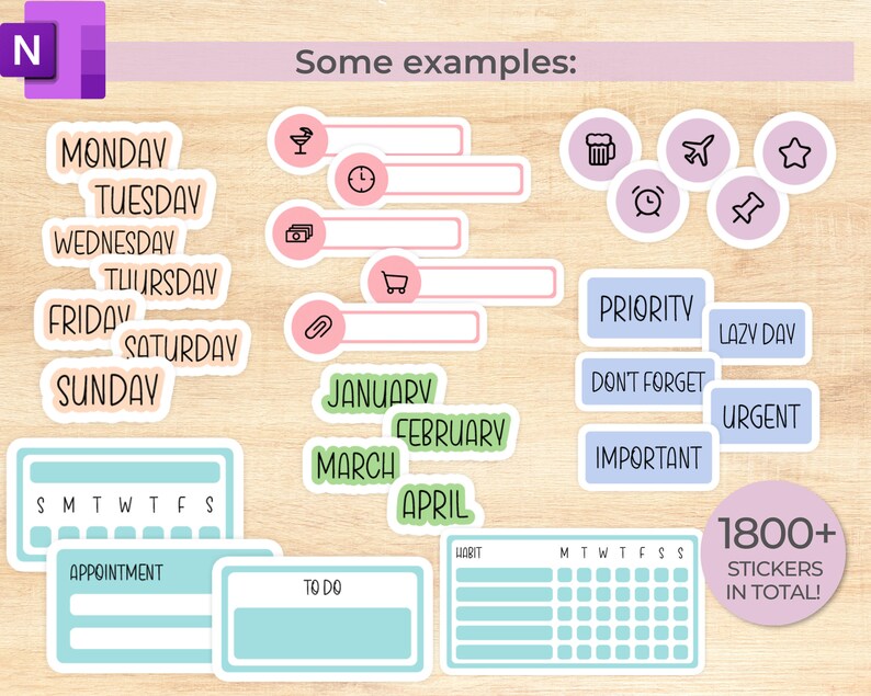 Onenote Stickers, Transparent PNG Sticker Bundle, Pastel Stickers ...