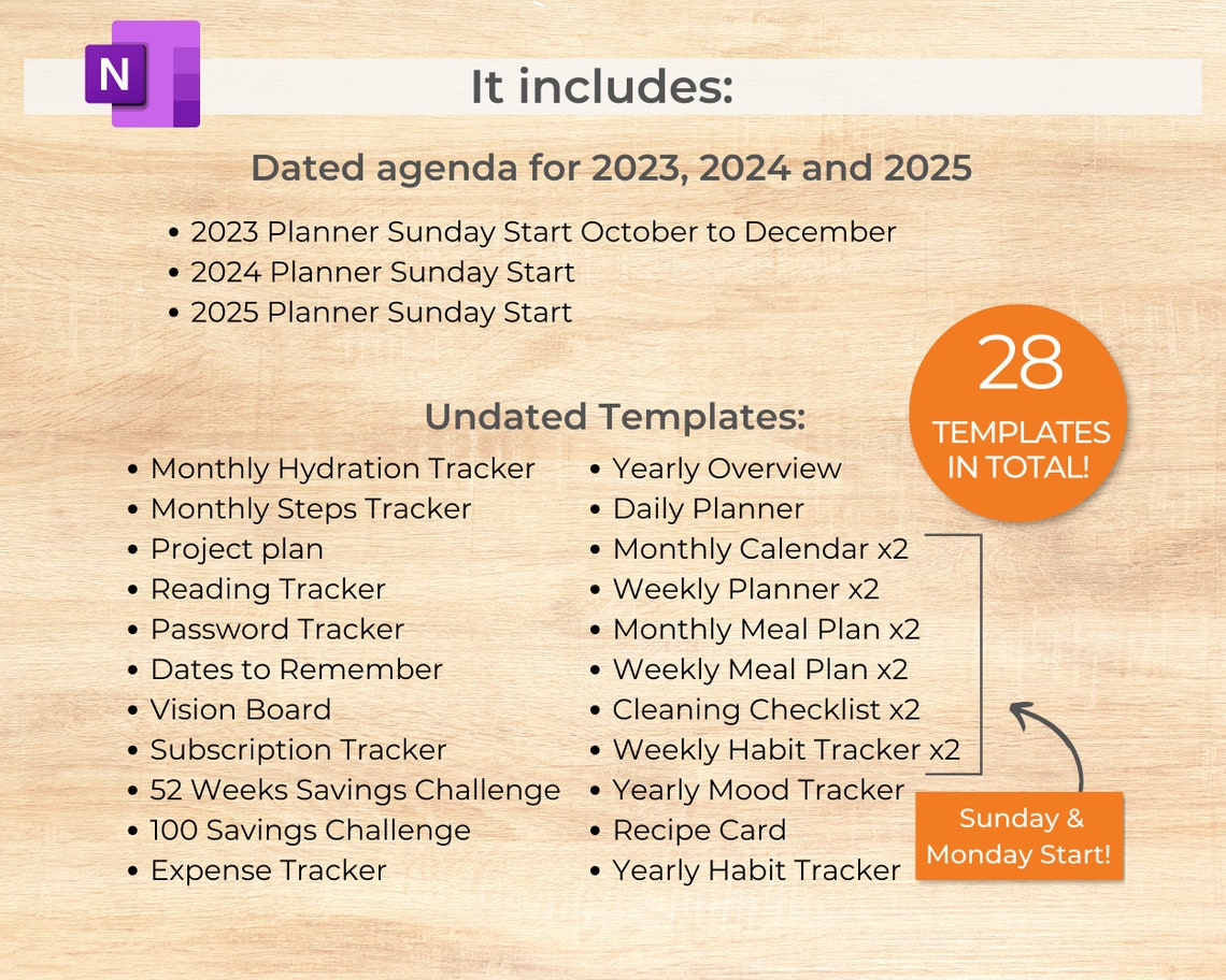 Onenote Planner 2023/2024/2025, Digital Planner, One Note Planner ...