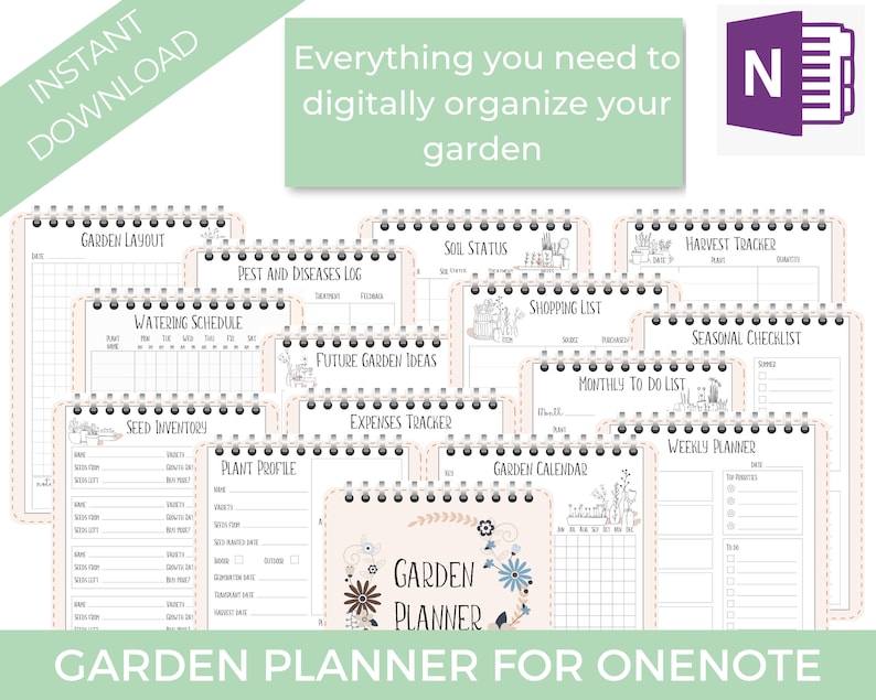 Onenote Garden Planner, Garden Journal, Digital Planner, Digital ...