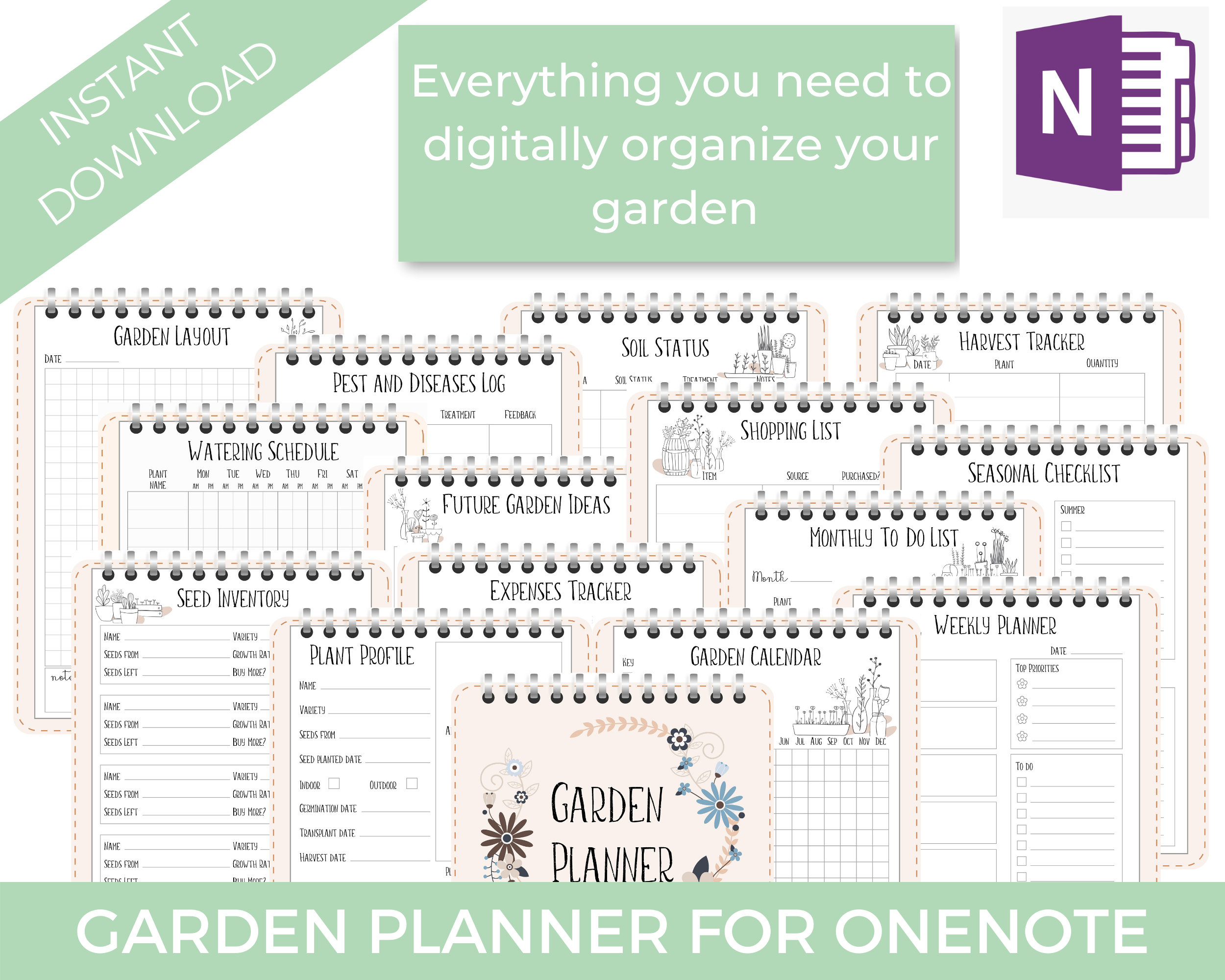 Onenote Garden Planner Garden Journal Digital Planner - Etsy UK