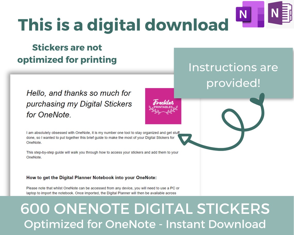 Onenote Digital Stickers One Note Planner Stickers - Etsy UK