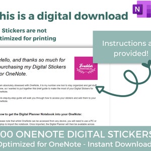 Onenote Digital Stickers, One Note Planner Stickers, Precropped ...