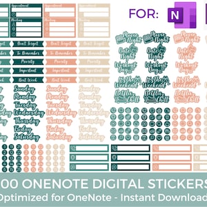 Onenote Digital Stickers, One Note Planner Stickers, Precropped ...
