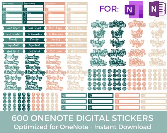 Onenote Digital Stickers One Note Planner Stickers - Etsy
