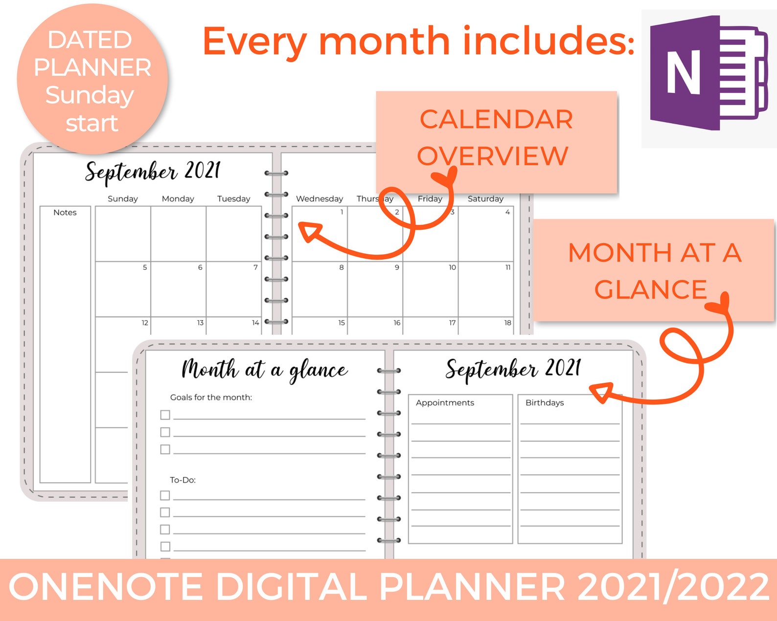 Onenote Digital Planner Digital Notebook One Note - Etsy