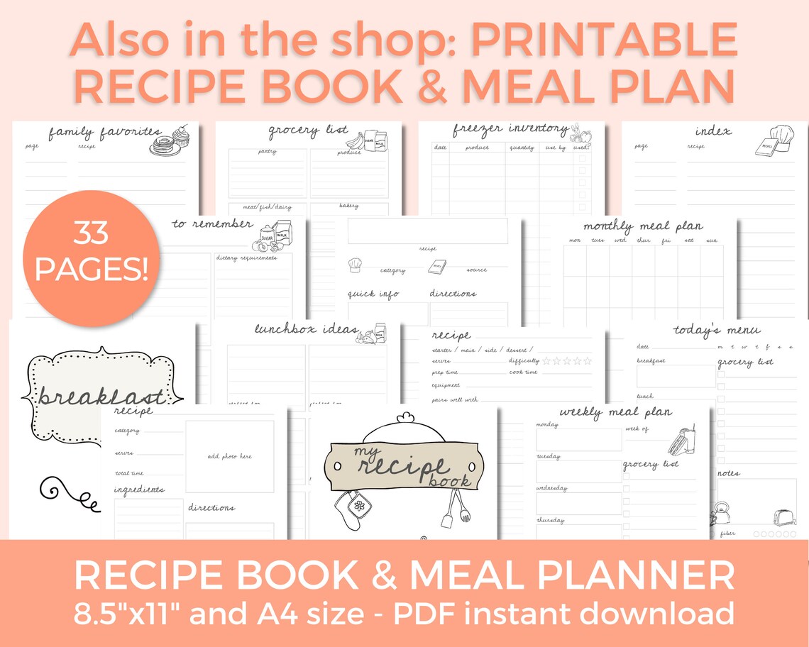 Onenote Meal Planner Digital Recipe Book Templates Cookbook - Etsy