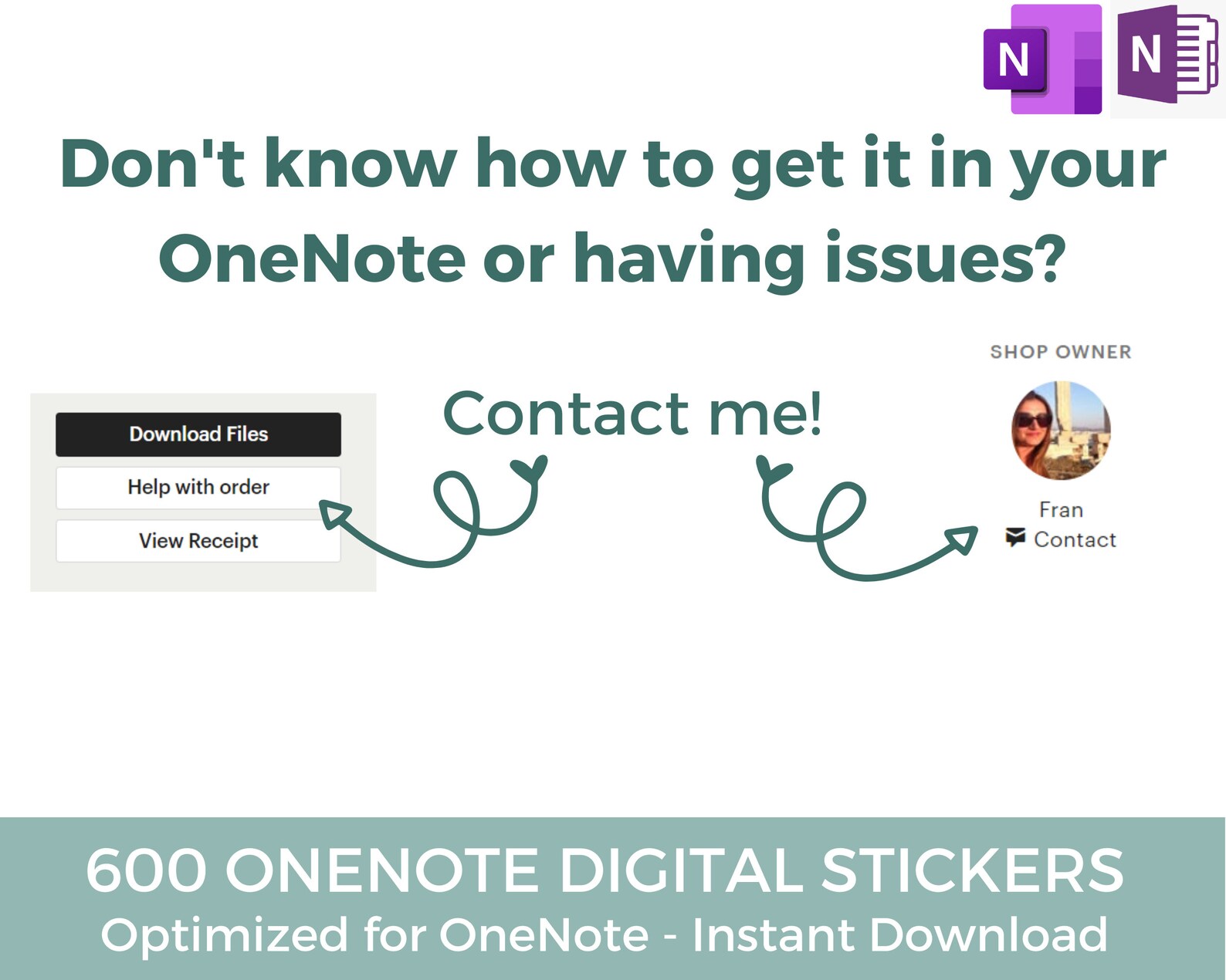 Onenote Digital Stickers One Note Planner Stickers - Etsy UK