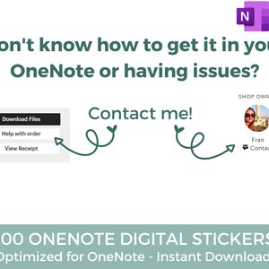 Onenote Digital Stickers, One Note Planner Stickers, Precropped ...